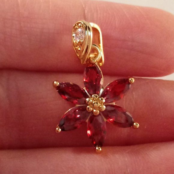 Jewelry | 18k Yellow Gold Filled Star Flower Red Marquise Diamond ...